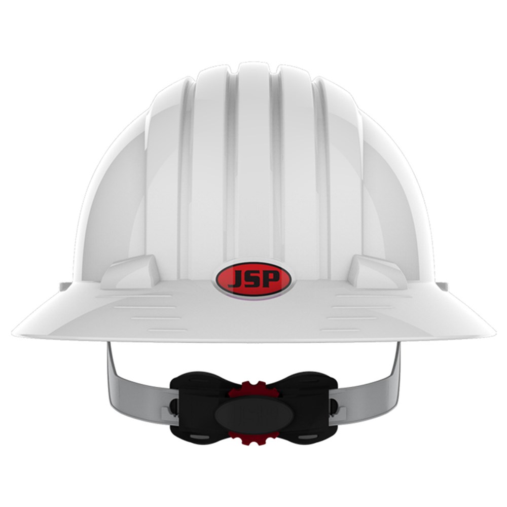 Evo 6100 Full Brim Unvented Hard Hat With Miners Cap Attachment White